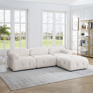 Button Tufted Sectional Sofa Set DIY Modular Couch Set L-shape Spring ...
