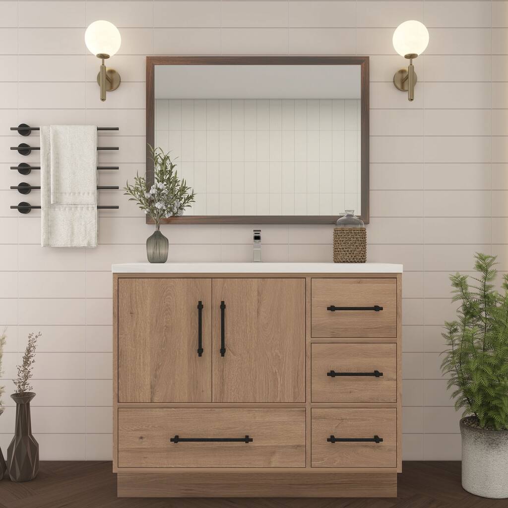 Victoria 36'' R Drawer Freestanding Vanity with Reinforced Acrylic Sink ...