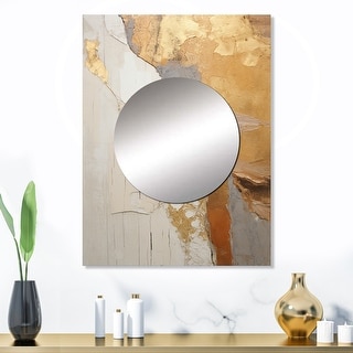 Designart "Abstract Beige Gold Road Collage V" Abstract Collages Mirror ...