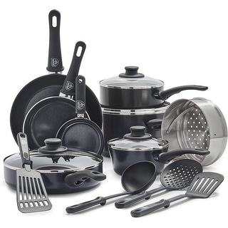 Soft Grip Diamond Healthy Ceramic Nonstick, 16 Piece Cookware Pots and ...