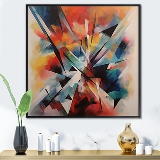 Designart "Blue Abstracted Fractals And Dimensions Iv" Modern Geometric ...