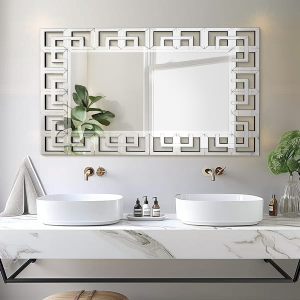 white framed mirror rectangle