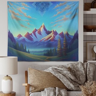 Designart 'Mandala In The Sky Above The Valley' Landscape Mountains ...