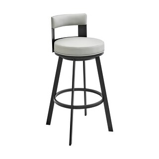 Nova 26 Inch Swivel Counter Stool, Panel, Black, Light Gray Faux ...