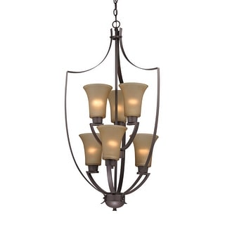 6-Light Ceiling Chandelier with Tulip Shaped Shades - 39" - Bronze ...