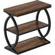 3-Tier Narrow End Table with Metal Frame, Rustic Brown Wooden Side ...