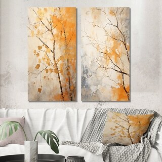 Peach And Beige Tree Sycamores Song - Tree Sycamore Metal Wall Art Set ...