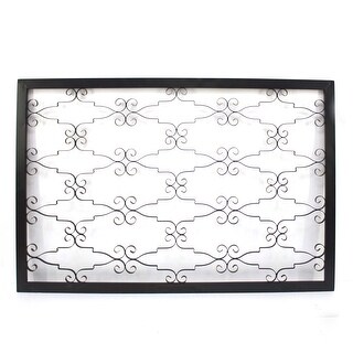 Rectangular Metal Frame Wall Decor with Curved Design Accents, Black ...