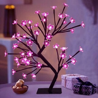 LED Cherry Blossom Tree Light, Battery Operated Lighted Flower, Bonsai ...