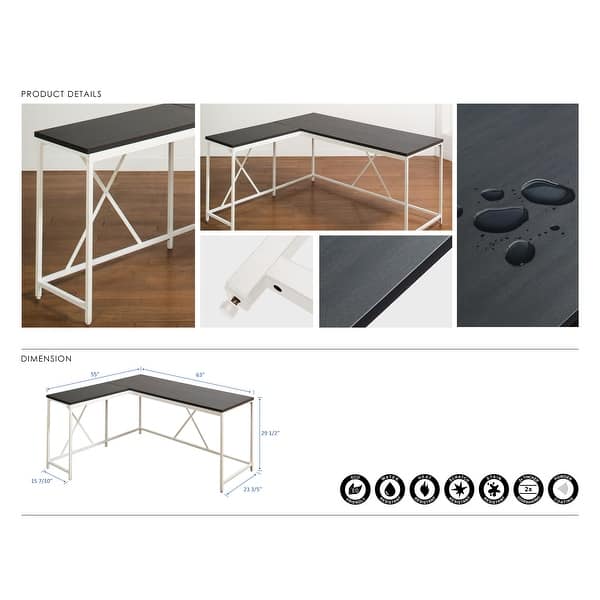 L Shaped Desk Wood and Metal Corner Desk Computer Desks and Scratch ...