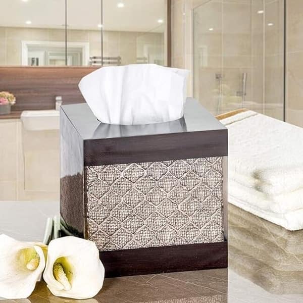 Creative Scents Dahlia Brown Square Tissue Box Cover - Bed Bath ...