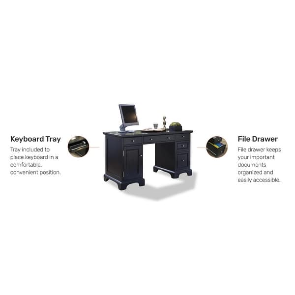 Bedford Black Pedestal Desk - Bed Bath & Beyond - 10898543