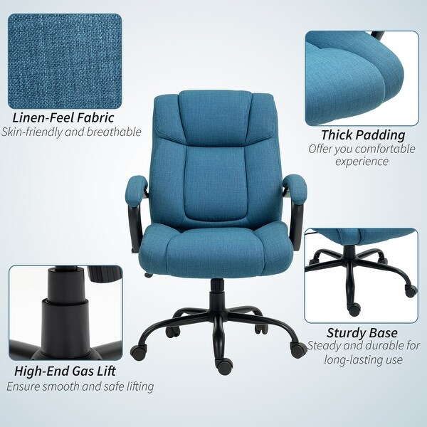 Vinsetto Big and Tall Executive Office Chair High Back Computer Desk Chair Ergonomic Swivel Chair with Linen Fabric