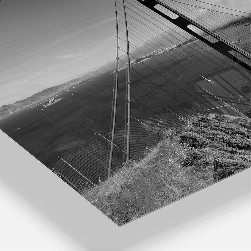 Golden Gate Bridge in Gray Panorama - Sea Bridge Glossy Metal Wall Art ...