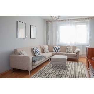 Handmade Bamboo Silk Silver Contemporary Geometric Thomas Rug - 5' x 8 ...