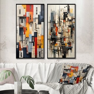 Designart "Abstract Cityscape Harlem Renaissance" City Buildings Framed ...