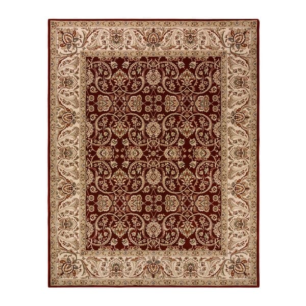 Gertmenian Majestic Croft Traditional Deep Red Floral Border Area Rug ...