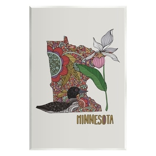 Stupell Minnesota State Loon Bird Intricate Blooming Flowers Wood Wall ...