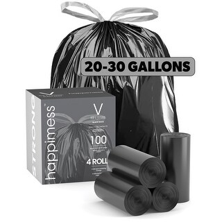 happimess 30-Gallon (114L) Drawstring Unscented Trash Can Liner, (100 ...