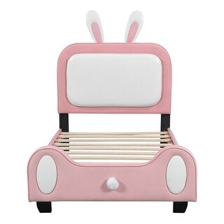 Twin size Upholstered Rabbit-Shape Princess Bed - White+Pink - Bed Bath ...