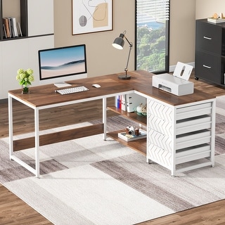 Reversible L-Shaped Office Desk Computer Desk Sturdy Writing Table ...