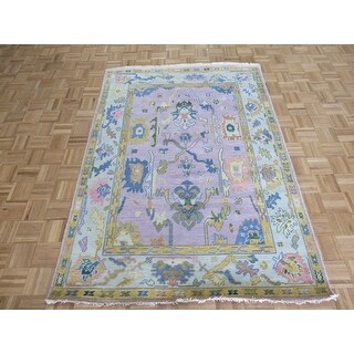 Hand Knotted Lavender Oushak with Wool Oriental Rug (5' x 7') - 5' x 7 ...