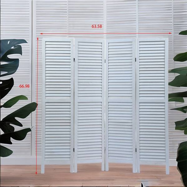 Light Burn Sycamore Wood 4 Panel Screen Folding Louvered Room Divider ...