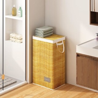 Large Full Fabric Laundry Basket Sundries Storage Box, Yellow - Bed ...