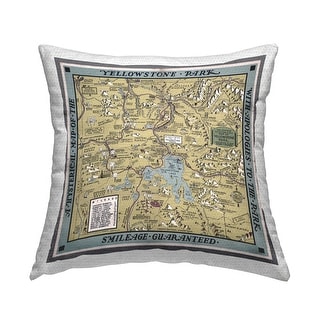 Stupell Vintage Yellowstone Map Printed Outdoor Throw Pillow Design by Stellar Design Studio ...