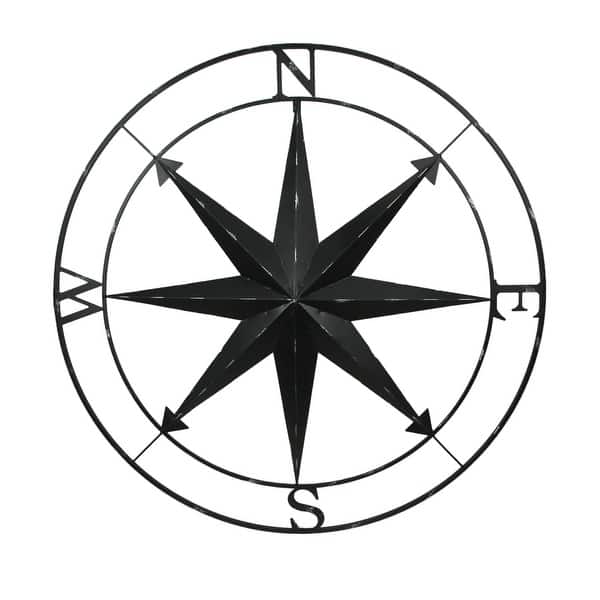 Indoor Outdoor Metal Compass Rose Wall Sculpture 39.5 Inch Diameter ...