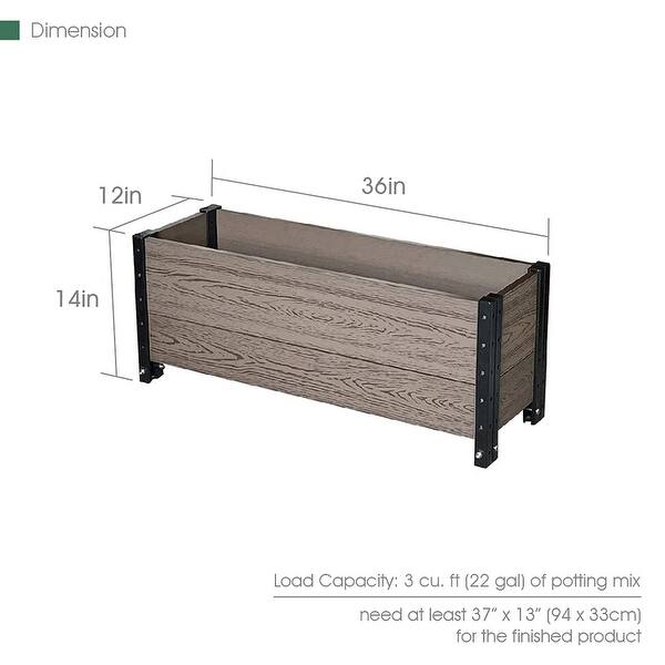 Raised Garden Bed Footed Trough Composite Wood Planter Grow Veggies ...