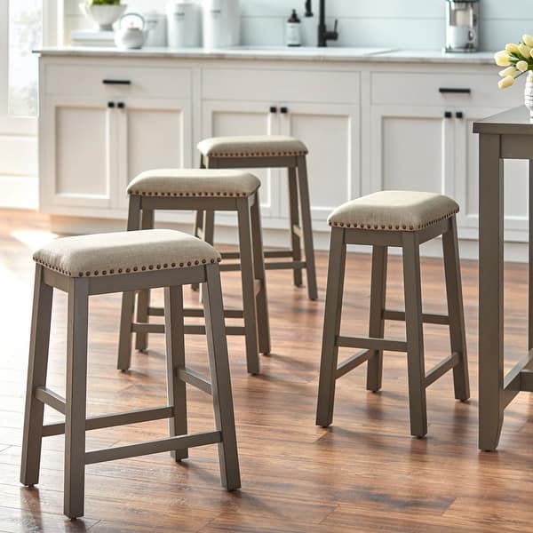 Lifestorey Tobias 24-inch Cushioned Farmhouse Counter Stool (Set of 4 ...