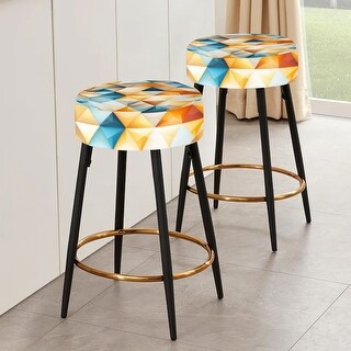 Orange And Blue Symmetry Tranquil Triangles - Upholstered Geometric Bar ...