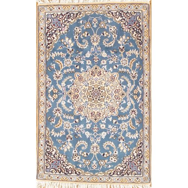 Canvello Light Blue Fine Silkroad Nain Silk & Wool Rug - 3' X 4'7 ...