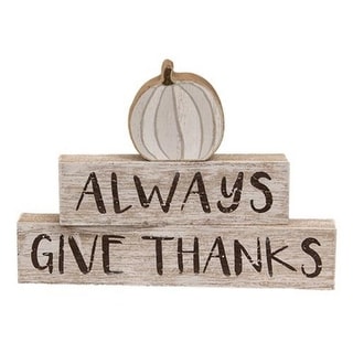 Always Give Thanks Fall Wooden Pumpkin Blocks Set of 3 for Home Decor ...