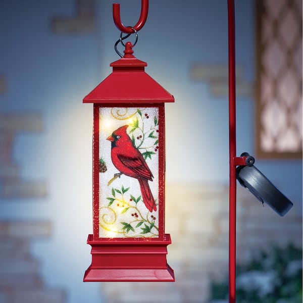 Solar Powered Cardinal Christmas Lantern with Shepherds Hook - 13.500 x ...