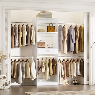 Rackcog 96'' Closet System with 6 Hanging Rods, Adjustable Closet ...