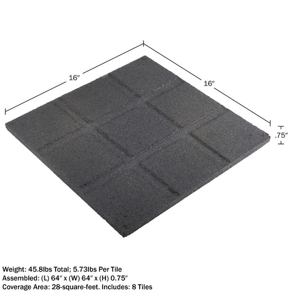 Pure Garden Rubber Deck Tiles 8-Pack - 28SQFT Outdoor Flooring Pavers ...