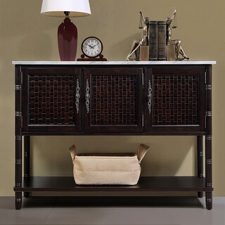 Console Table Entryway Table with Marble Table Top and Cabinets - Bed ...