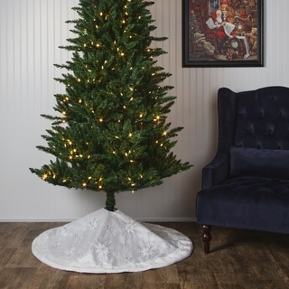 48"D White Velvet Snowflake Tree Skirt - Bed Bath & Beyond - 41977187