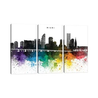 iCanvas "Miami Skyline, Rainbow Style" by WallDecorAddict 3-Piece ...
