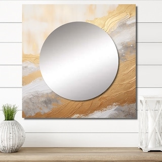 Designart "Minimal Gold And Beige Abstract River IV" Northern Lights ...