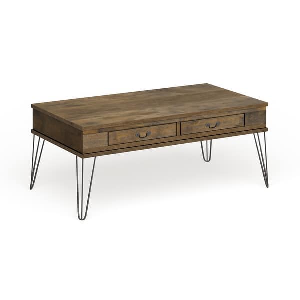Perrin Industrial Oak 43-inch Rubberwood 2-Drawer Coffee Table by ...
