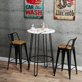 360° Swivel Round Pub Table with Height Adjustable - 24" x 24" x (28-36 ...