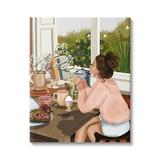 Stupell Girl with Cozy Breakfast Canvas Wall Art Design by Saba Rauf ...