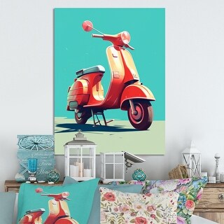 Designart "Coral Teal Scooter Display II" Transportation Metal Art ...