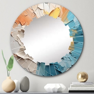 Designart "Rhythmic Abstraction I" Abstract Collages Modern Wall Mirror ...