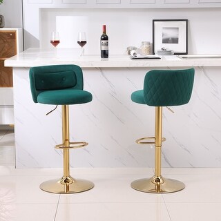 Tufted Bar Stools Set of 2, Adjustable Swivel Counter Height Barstools ...