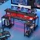 Gaming Desk with Power Outlet, 71.5" LED Computer Desk with Monitor ...