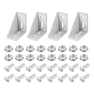 4Set 4080 Inside Corner Bracket Gusset Kits 77x77x40mm - Silver - Bed ...